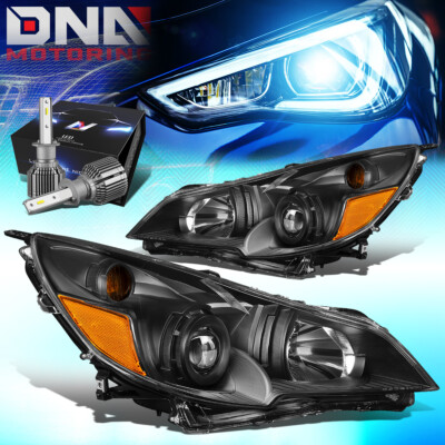 FOR 2010-2014 SUBARU OUTBACK LEGACY HEADLIGHTS W/LED KIT+COOL FAN BLACK ...