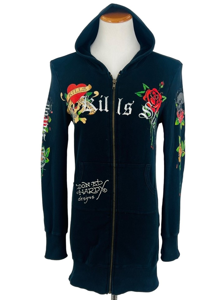 Vintage 2000s Ed Hardy Christian Audigier Black Graphic Logo Sweater ...