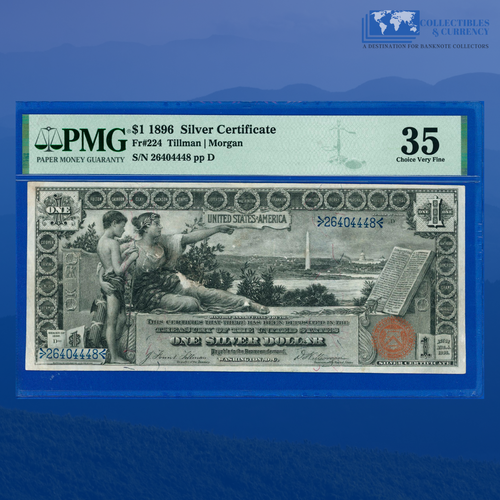 Fr.224 1896 $1 One Dollar Silver Certificate "EDUCATIONAL NOTE", PMG 35 ...