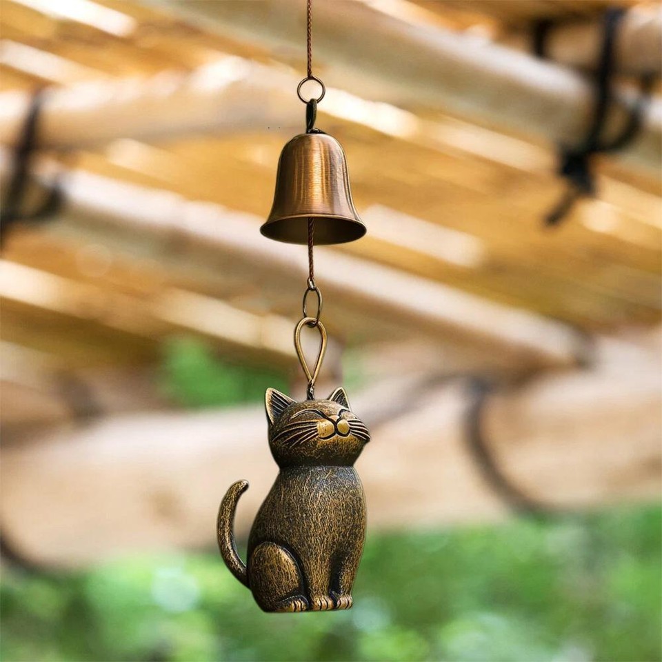Cat Wind Chime 2025 New Unique Cat Garden Decor Outdoor Cat Statue ...