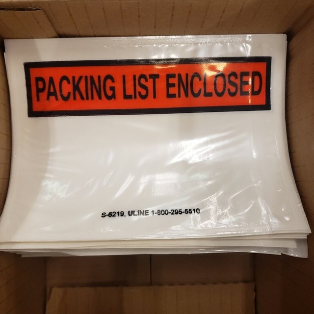ULINE Packing List Enclosed Envelopes S-6219 - 1 000 Box of 4.5" " for ...