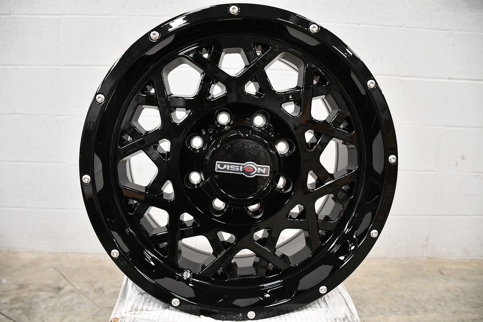 Set 4 22" Vision Off-Road 412 Rocker Gloss Black Wheels 22x10 6x5.5 ...