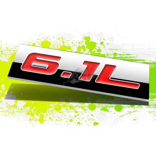 METAL 3D PLATE EMBLEM DECAL LOGO TRIM SYMBOL POLISHED CHROME RED 6.1L 6 ...