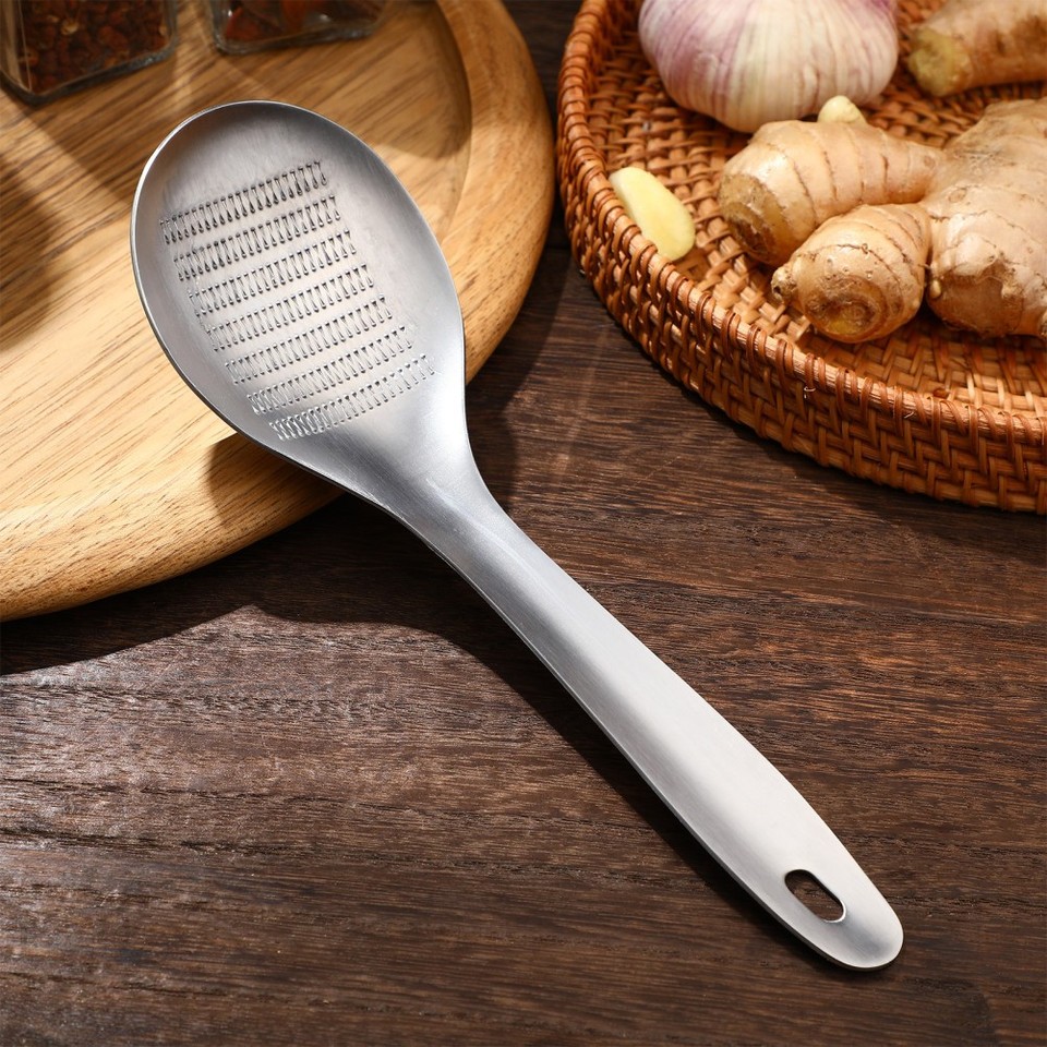 Stainless Steel Garlic Ginger Spoon Shaped Fruits Root Vegetable Grater ...