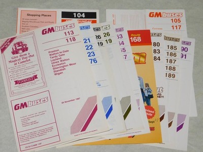 LOT OF 12 x GM BUSES GREATER MANCHESTER BUS TIMETABLES ROUTES 104-190 ...