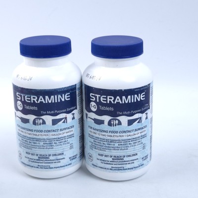 2 New Bottles Of Steramine 1-G Multi-Purpose Sanitizing Tablets 150 Per ...