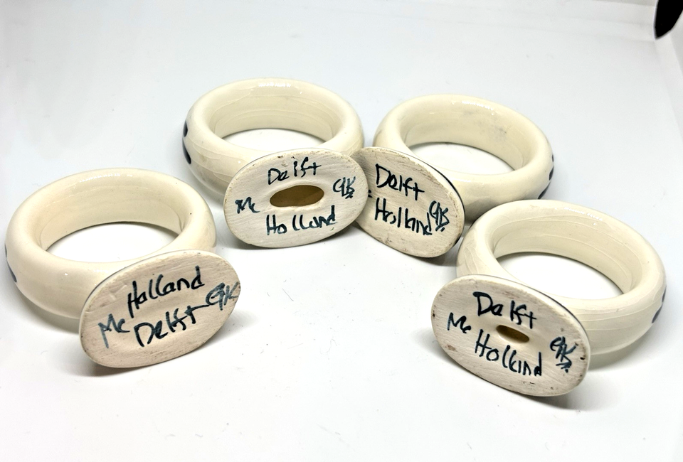 4 Delft Holland Napkin Ring Holders Ceramic Blue and White | eBay