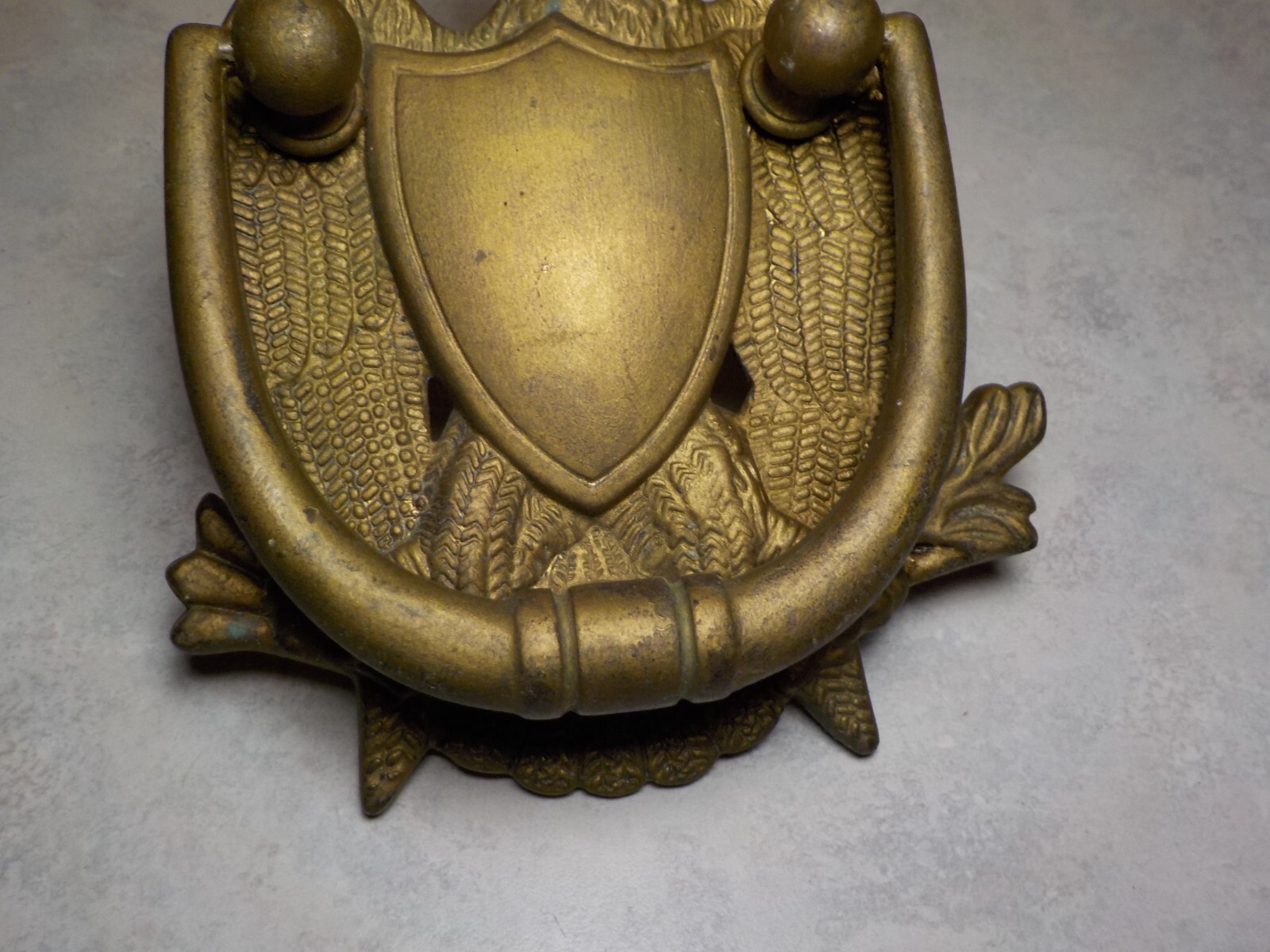 Vintage Solid Brass American Eagle Door Knocker Shield 7'' tall | eBay
