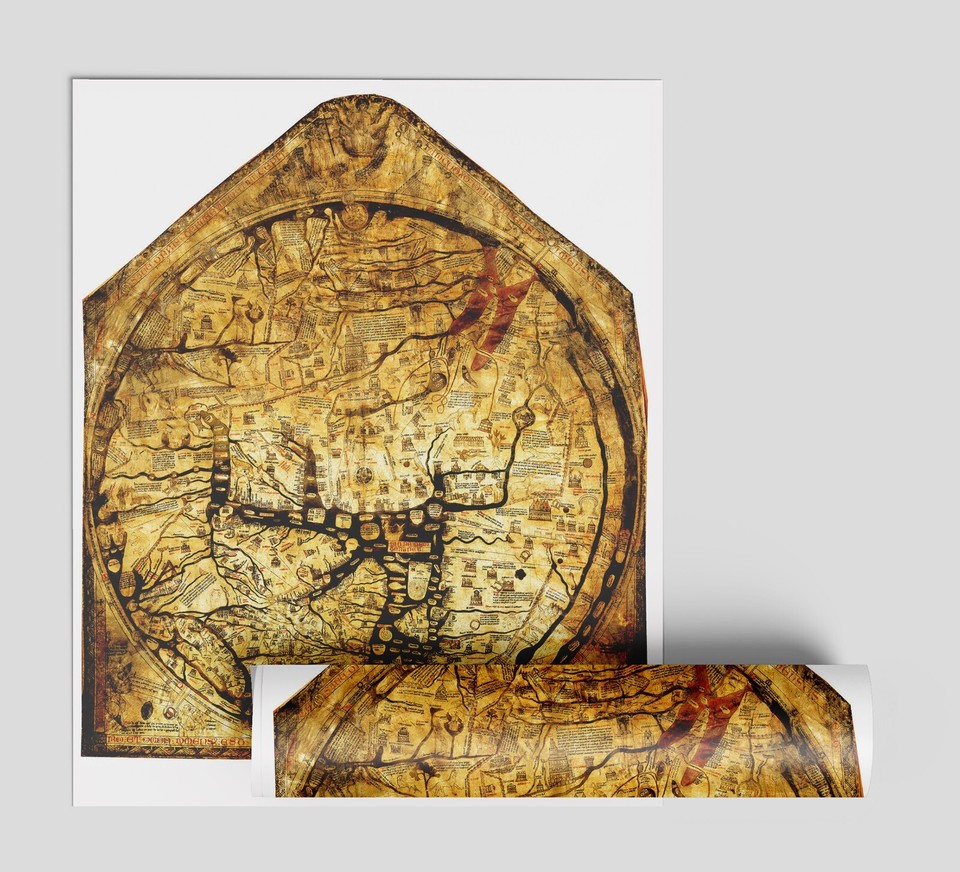 1300 Hereford Mappa Mundi World Map Medieval Vintage History Wall Art ...