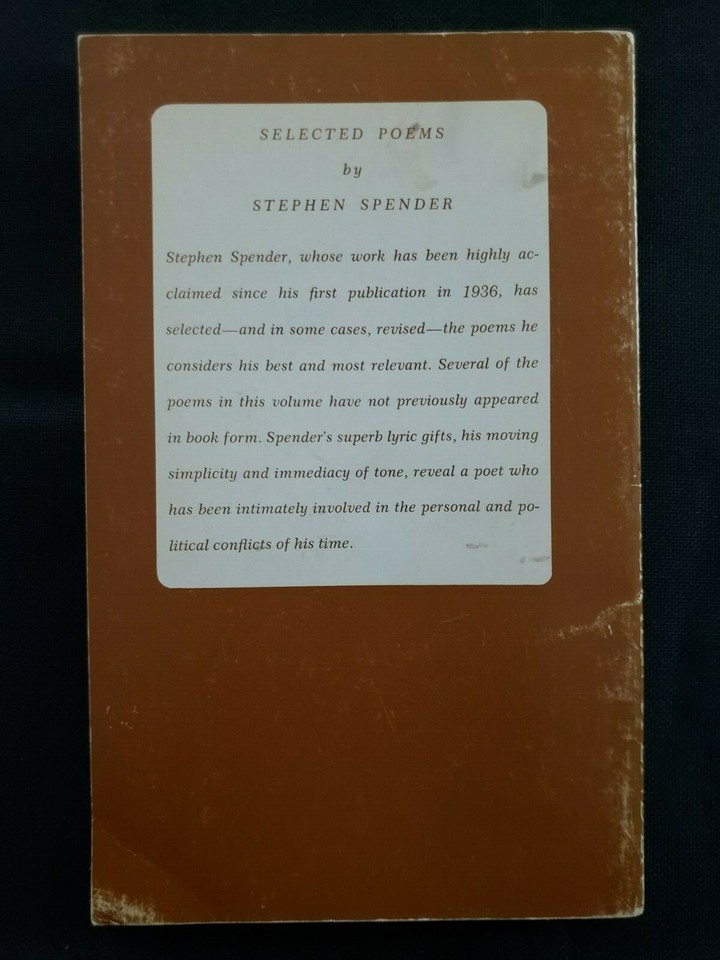 Selected Poems by Stephen Spender (1964, Paperback) Random House ...