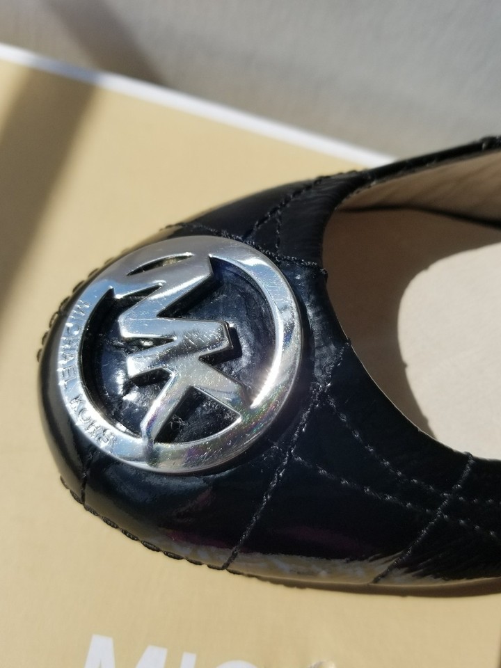 Michael KORS FULTON CLASSIC QUILTED MK LOGO HIDDEN BALLERINA FLATS I ...