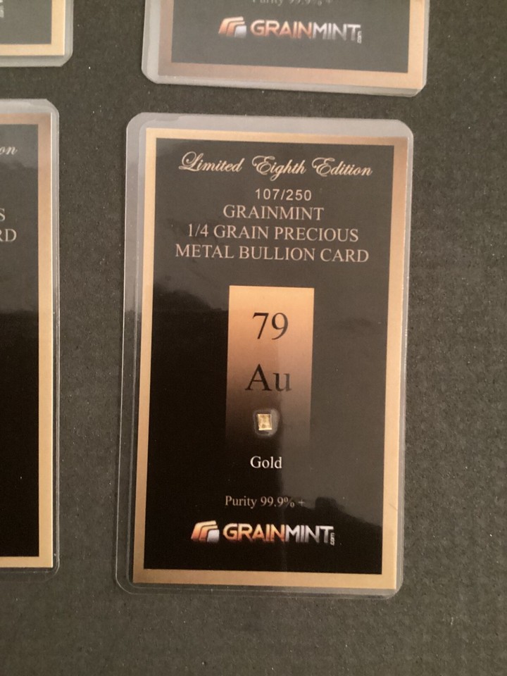 Gold GrainMint Limited Eight Edition 1/4 Grain Gold Bullion Card Lot of ...