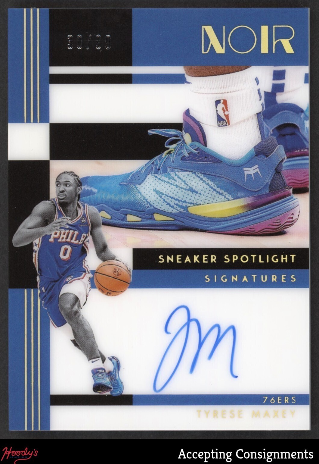 Tyrese Maxey 2024 Noir #35 Sneaker Spotlight Signatures /99 Price Guide ...