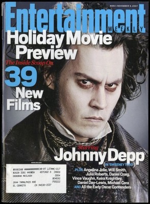 NOVEMBER 9 2007 ENTERTAINMENT WEEKLY, JOHNNY DEPP, HOLIDAY MOVIE ...
