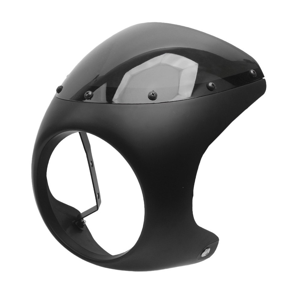 7" Headlight Fairing Windshield Windscreen Kits Black For Cafe Racer ...