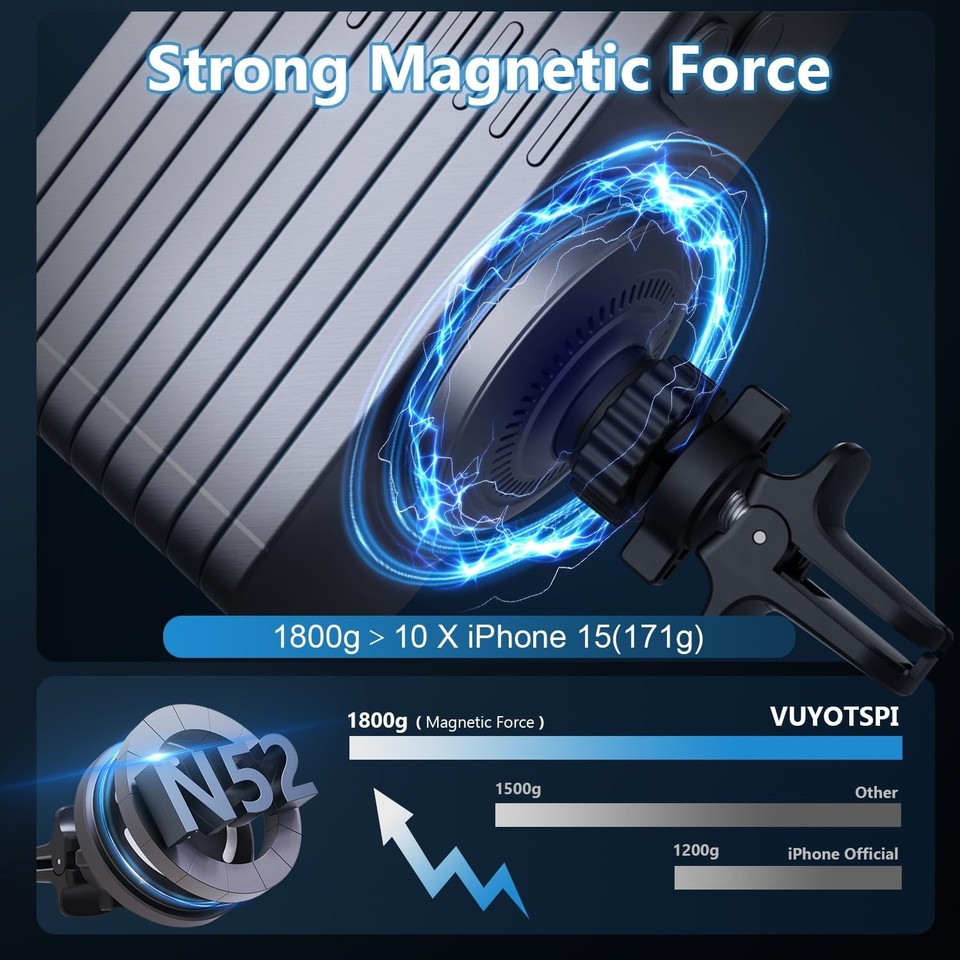15W MagSafe Car Mount Charger, 【28 Strong Magnets】Magnetic Wireles | eBay