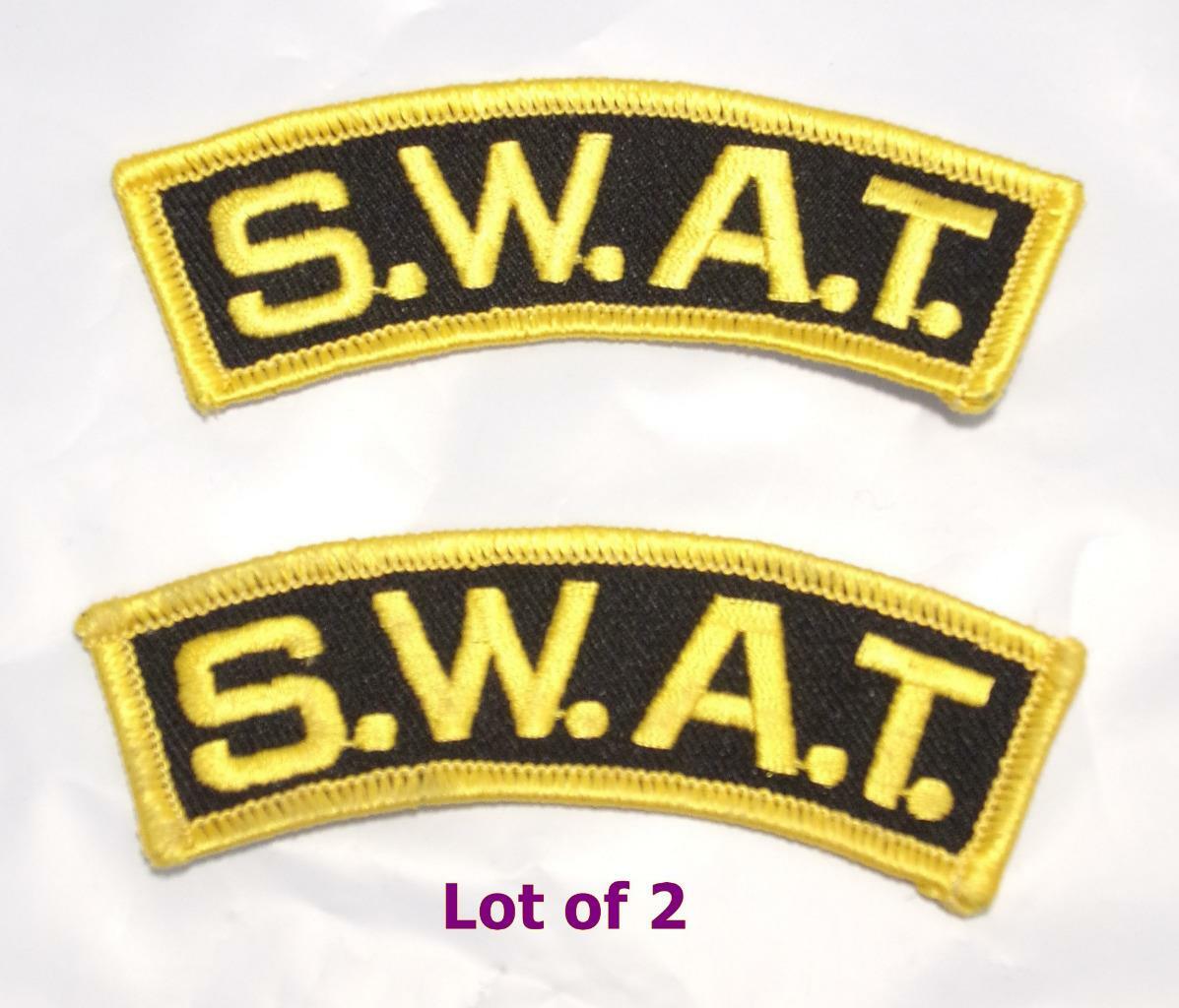 Lot of 2 SWAT Uniform Sleeve Rocker Patch Gold/Black 3 3/4" Military ...