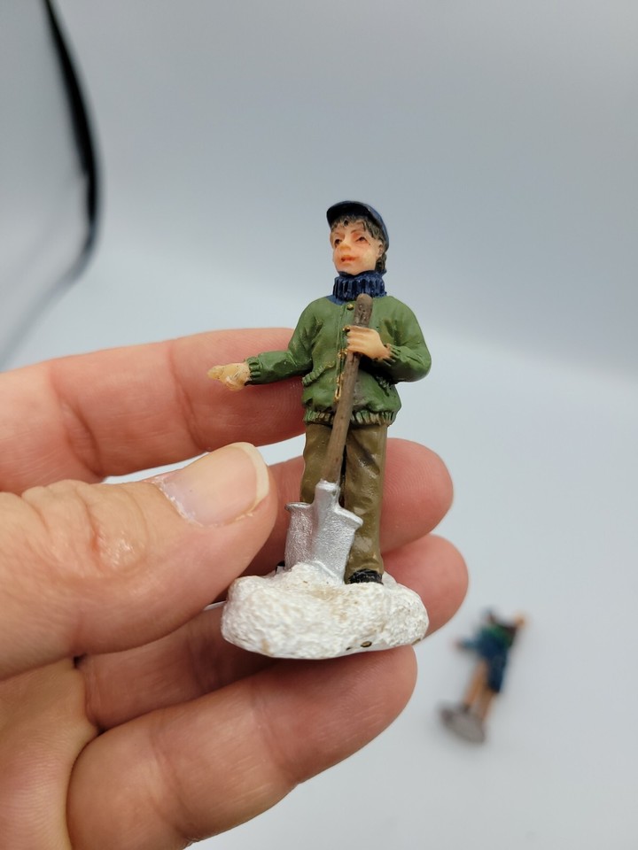 Lemax Christmas Village People Accesory Father Son Snow Shoveling Boy ...