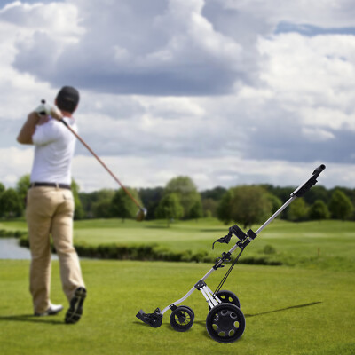 3 Wheel Golf Push Cart Lightweight Folding Golf Walking Push Cart 33-44 ...