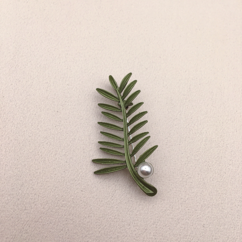 Vintage Green Color Plant Pearls Brooch Pin Flower Brooch For Women ...