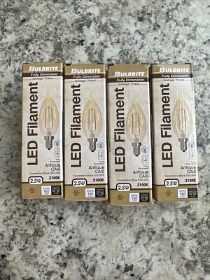 4 PACK: Bulbrite 776903 2.5W LED, Bulb Type CA10, Base E12, 2100K ...