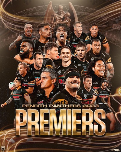 PREMIERS 2023 PENRITH PANTHERS NRL TEAM POSTER, BARGAIN RUGBY | eBay