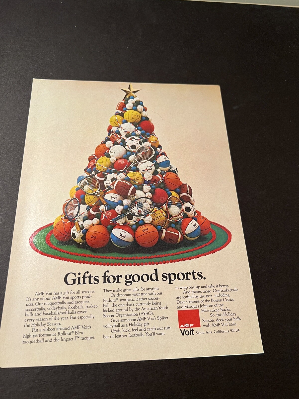 1978 VINTAGE 8X11 PRINT AD FOR VOIT SPORTS CHRISTMAS TREE BALLS SOCCER ...