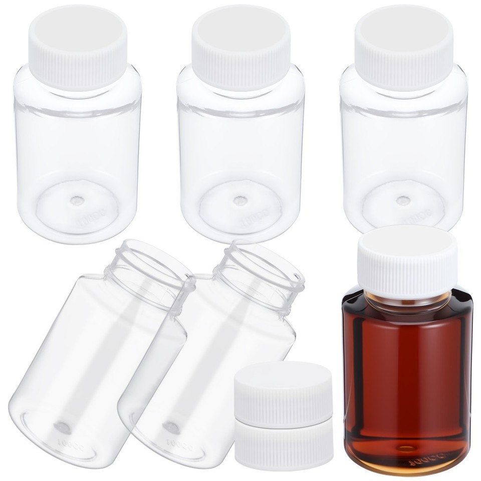 6 Pieces Empty Oil Sample Bottles 100 ml PET Sampling Vials With Caps ...