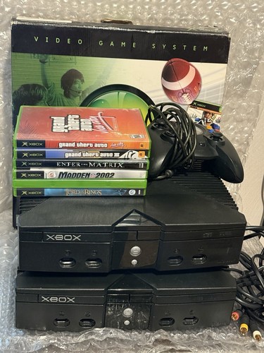 2 Microsoft Xbox Consoles W/controller+6 Games (BOX IS DISPLAY ONLY ...