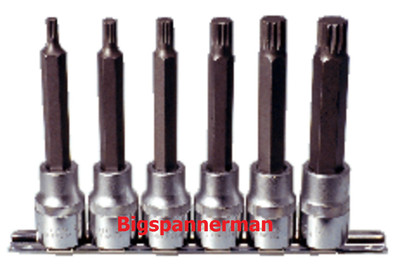 SPLINE SOCKET BIT SET 6PC M5 M6 M8 M10 M12 M14 3/8 DRIVE ON RAIL VW ...