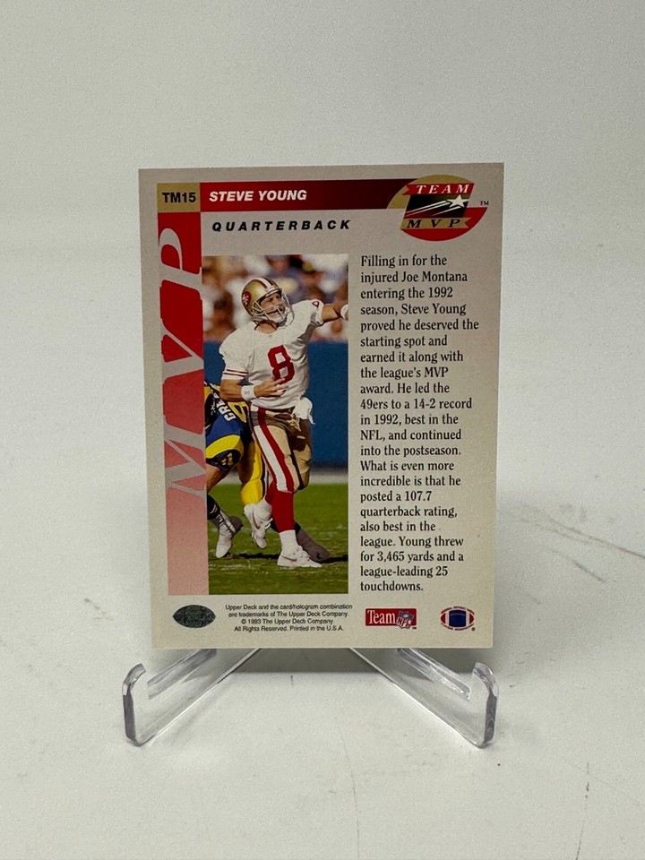 1993 Upper Deck Football Team MVP Steve Young Card #TM15 | eBay