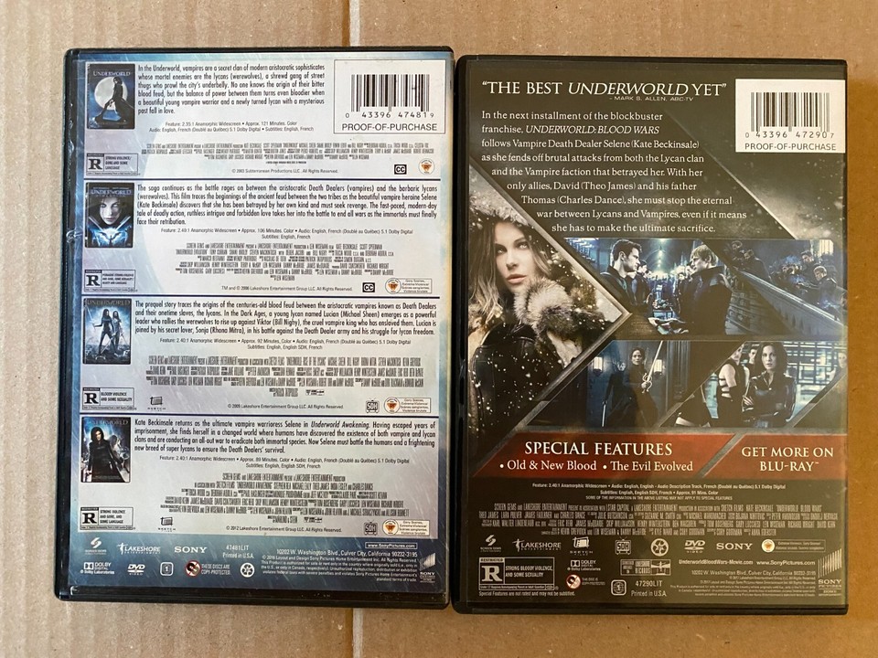Underworld DVD Collection-5 Films! Kate Beckinsale India Eisley Vampire ...