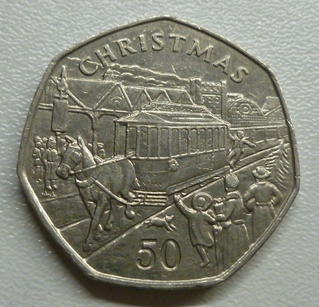 Christmas 50p Coins Isle of Man IOM Large Size Various Dates 1980-1991 ...