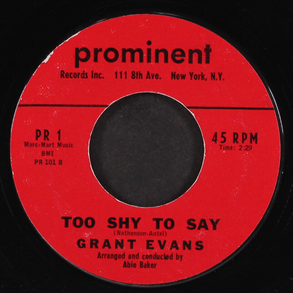 GRANT EVANS: too shy to say / rots-a-ruck PROMINENT 7" Single 45 RPM | eBay