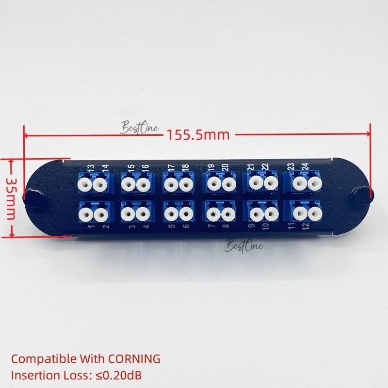CCH Fiber Panel 12 LC duplex SM Adapters Compatible Corning CCH-01U CCH ...