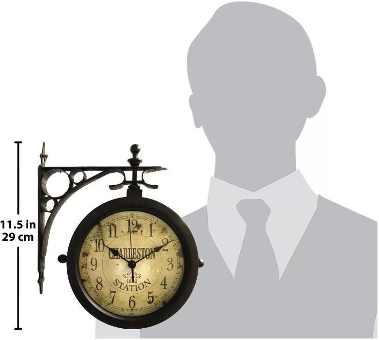 Outdoor Wall Clock Thermometer Combo 8" Round Rustic Vintage Porch ...