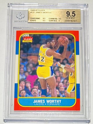 James Worthy 1986-87 Fleer Basketball Rookie RC Card BGS 9.5 Gem Mint ...