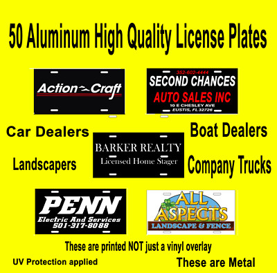 50 Personalized Aluminum License Plates Auto Dealer Supplies Wholesale ...
