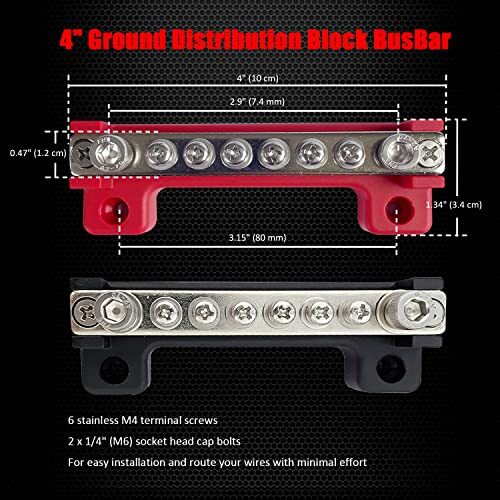 6 Terminals Bus Bar 4" Power/ground Distribution Block Brass Battery ...