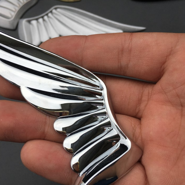 Pair Chrome Metal Angel Wings Auto Car Motorcycle Emblems Badge Decal ...