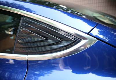 For Tesla Model 3 Carbon Fiber Black Rear Window Louver Shutter Trim ...