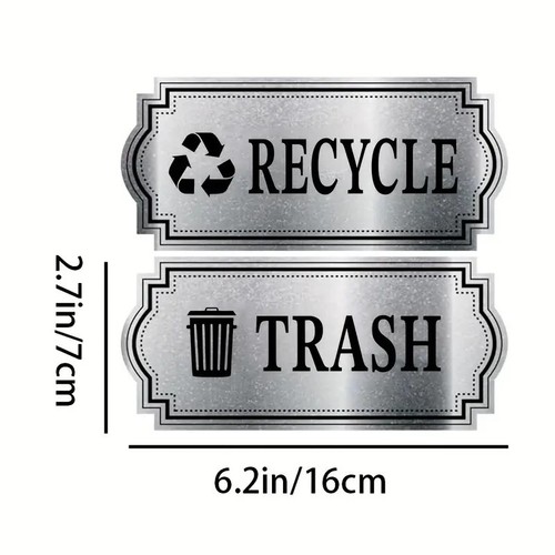 Recycle & Trash Stickers Vinyl Decal For Recyclable & Garbage Can Label ...