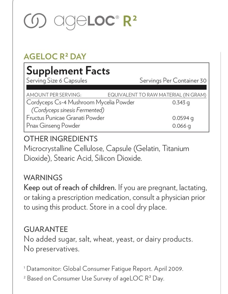 Nu Skin Nuskin Pharmanex ageLOC R2 Day Vitality support energy renew ...