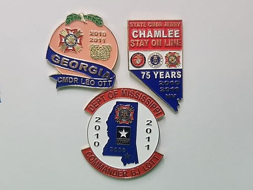2010-2011 State Commander VFW Military Pin Lot Georgia Peach Nevada ...