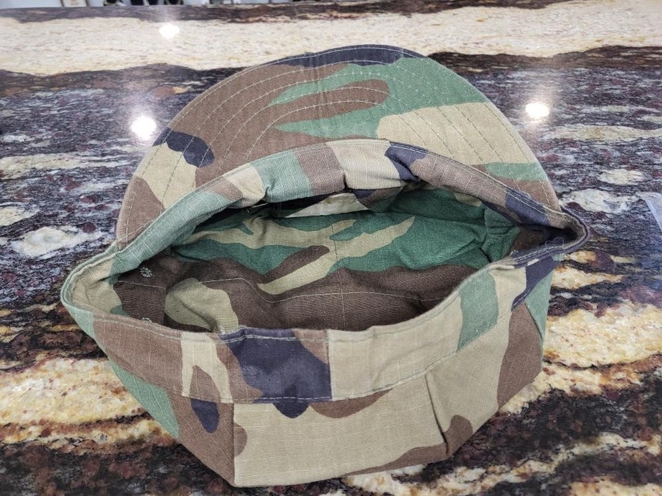 US MARINE CORPS USMC EGA WOODLAND CAMO 8 POINT UTILITY COVER HAT CAP ...