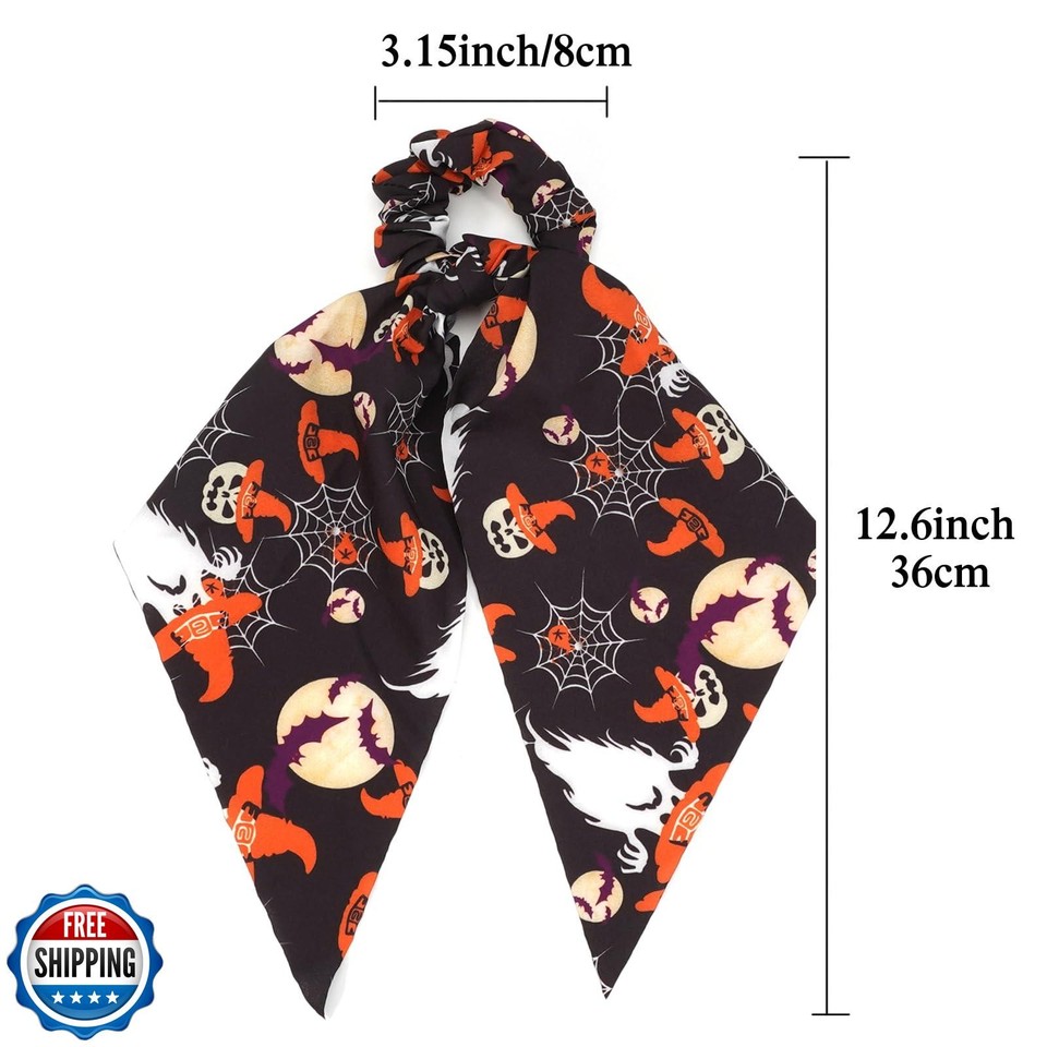 Halloween Hair Ties for Women Girls Spooky Witch Hat Bat Pumpkin Hair ...