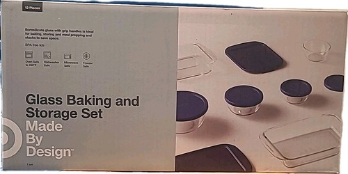 NEW 12pc Glass Bake & Store Set 2 Square Baking Dishes & 4 Round Bowls ...