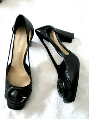 FRANCO SARTO L-TIARA 8M Black Leather Buckle Vamp Cut Out Side Fashion ...