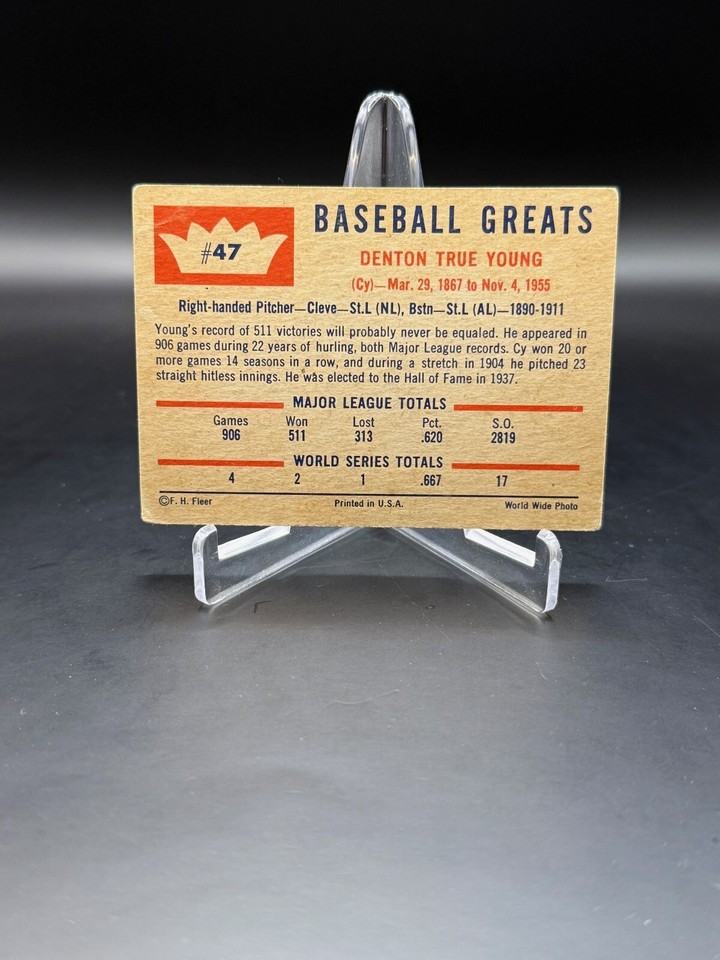 1960 Fleer Cy Young #47 VG EX Red Sox Free Ship | eBay