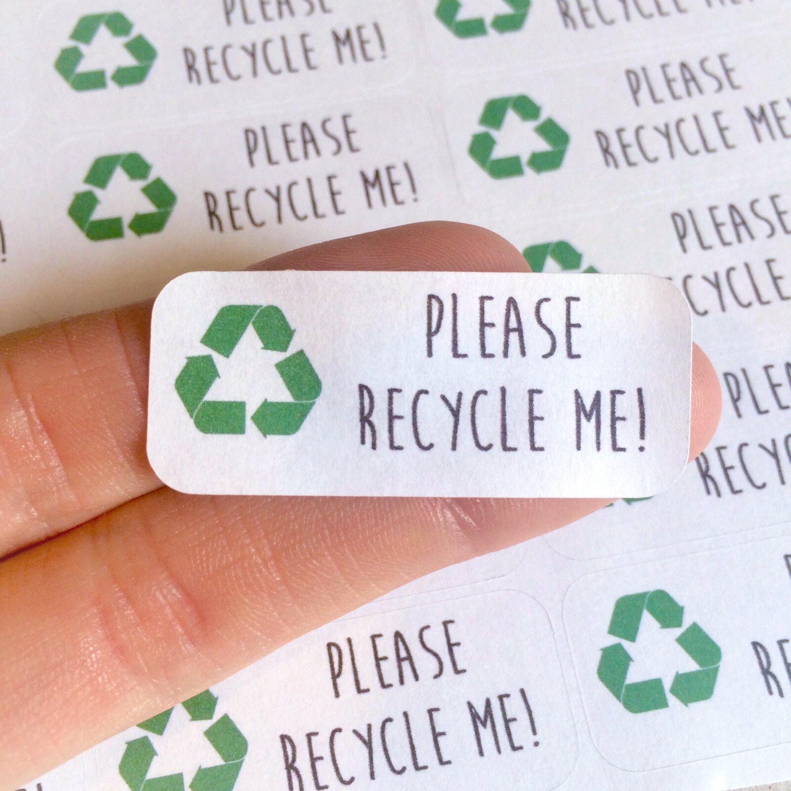 Please Recycle Me Stickers Packaging Environment Glass Rectangle Green ...
